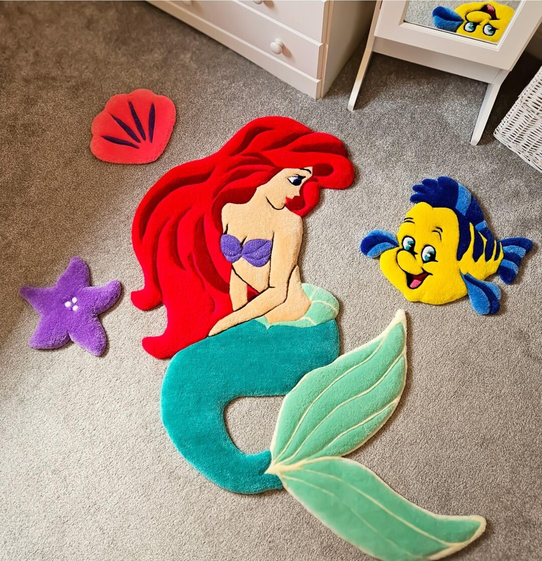 Handmade Tufted Rugs Disney Ariel and Flounder the Little Mermaid - Etsy