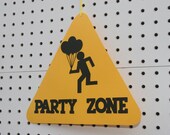 Items similar to Construction Party Zone Sign in yellow and black ...