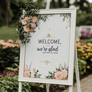 Floral Wedding Sign, Wedding Welcome Sign, Gold Wedding Decorations ...
