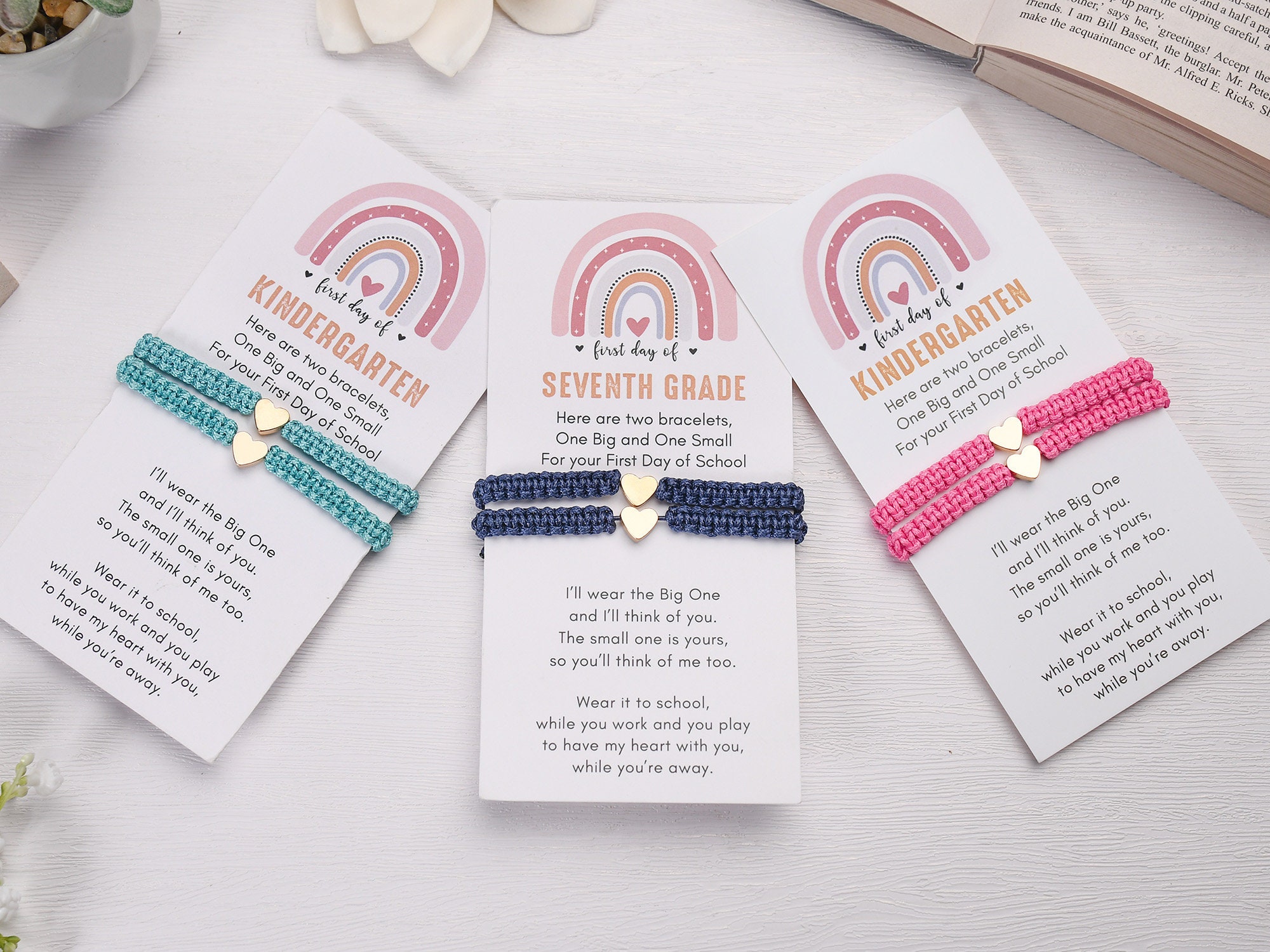 First Day of School Heart Bracelet, Back to School Bracelet Set, First ...