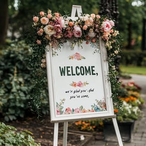 Floral Wedding Sign, Wedding Welcome Sign, Gold Wedding Decorations ...