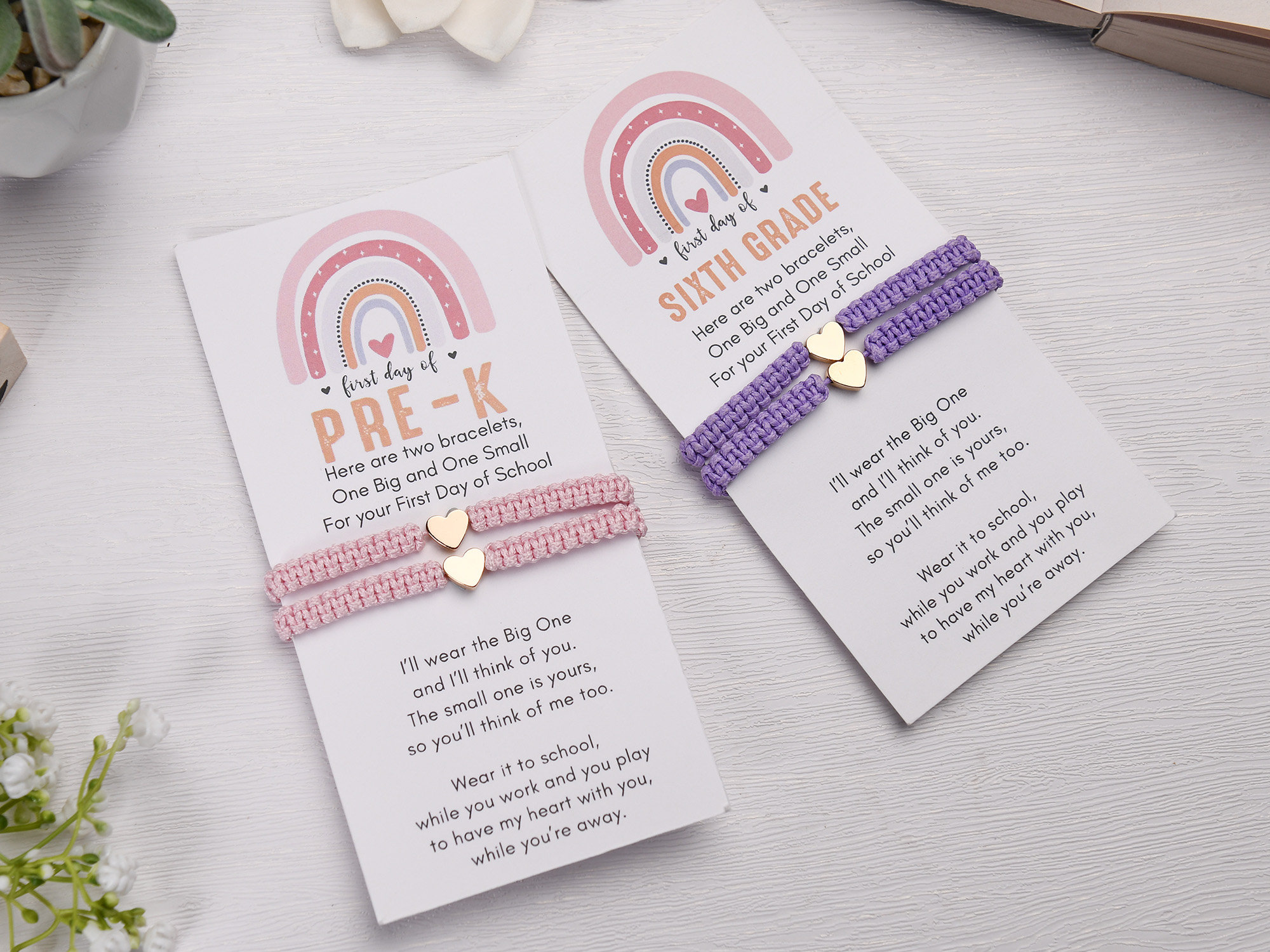 First Day of School Heart Bracelet, Back to School Bracelet Set, First ...