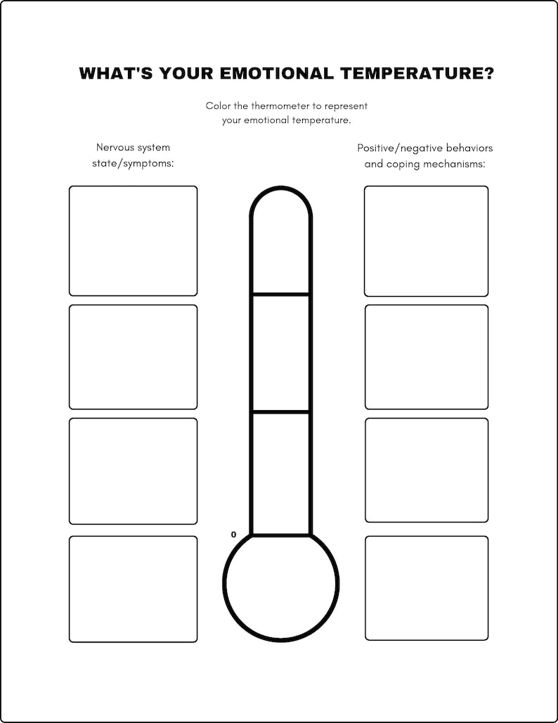 Emotional Regulation Thermometer: Mental Health Worksheet (digital ...