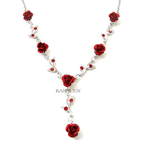 Swarovski Crystal Hot Red Rose Flower Floral Gold Tone Cable - Etsy