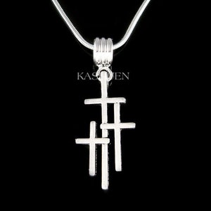 Triple Cross Necklace Three Crosses on Calvary God Lord Jesus Christ ...