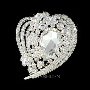 Swarovski Crystal Big Heart Bridal Hair Comb, Wedding Hair Accessories ...