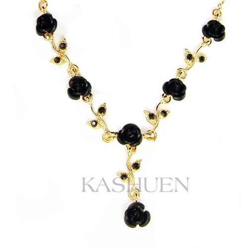 Swarovski Crystal Black Rose Flower Floral Charm Pendant Chain - Etsy