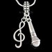 Singer Singing Treble Clef Music Note Microphone Vocal Band Keychain ...