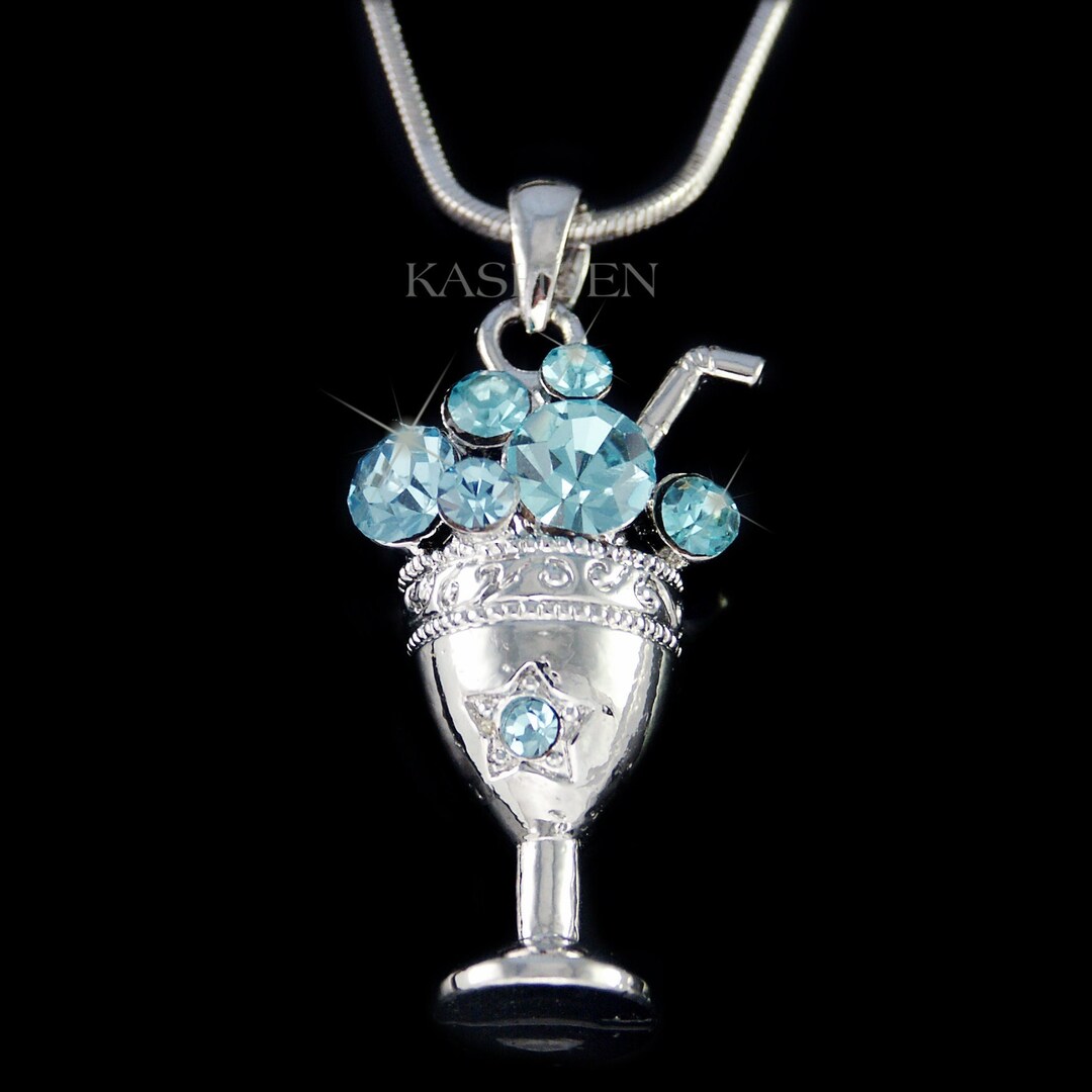 Swarovski Crystal Blue Root Beer Float Necklace Ice Cream Frozen ...