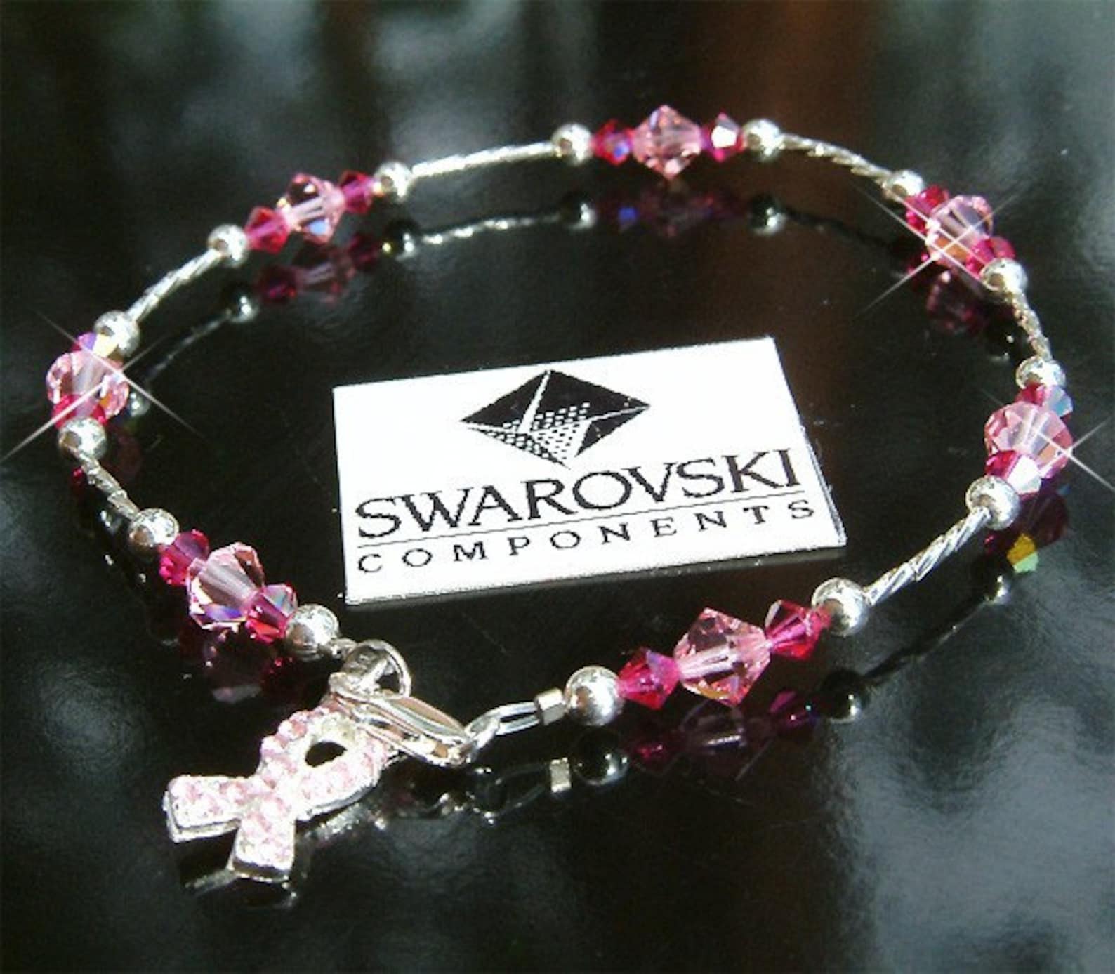 Swarovski Crystal October Breast Cancer Month Awareness Sterling Silver ...