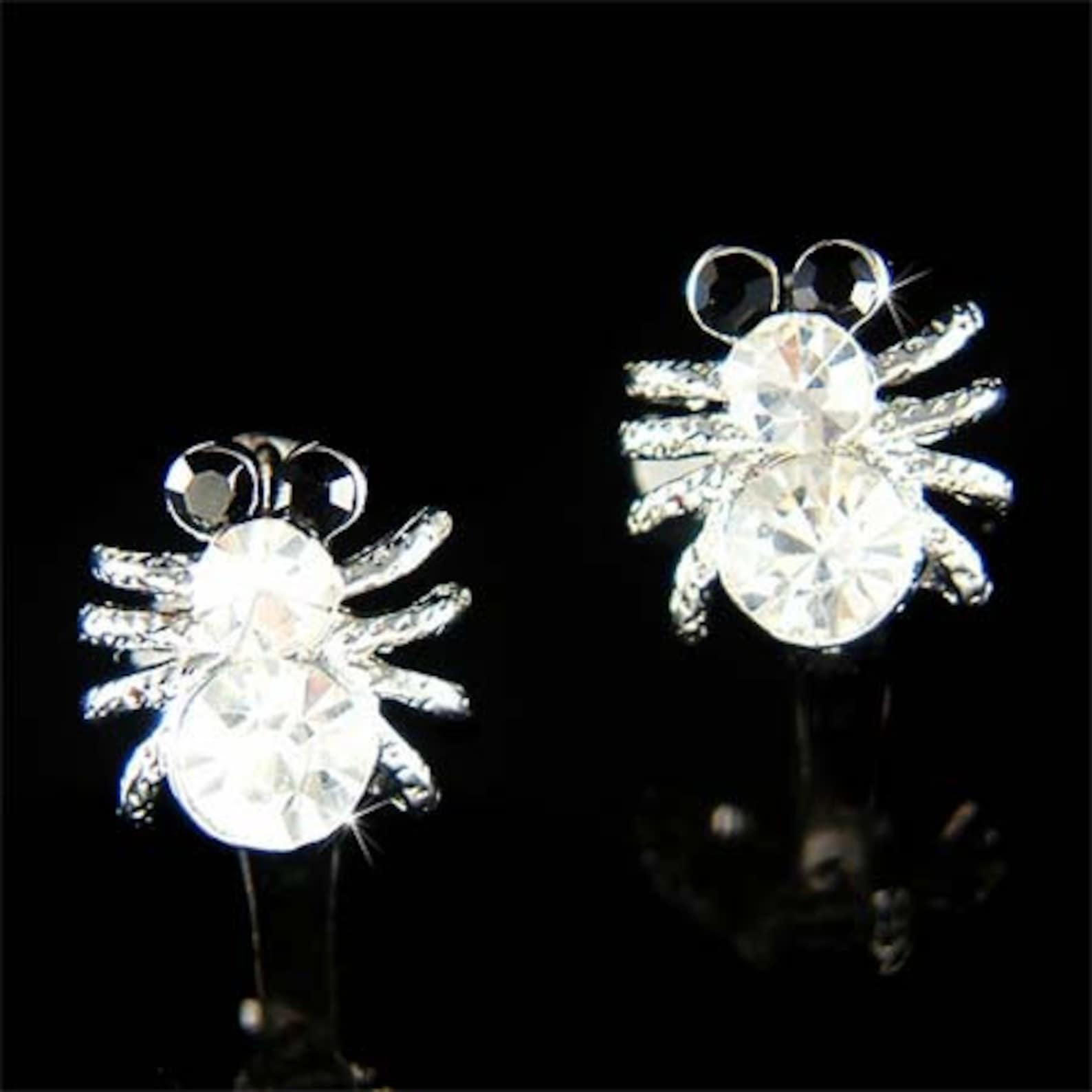 Swarovski Crystal Cute Spider Halloween Arachnids Huggie Hoop Earrings ...
