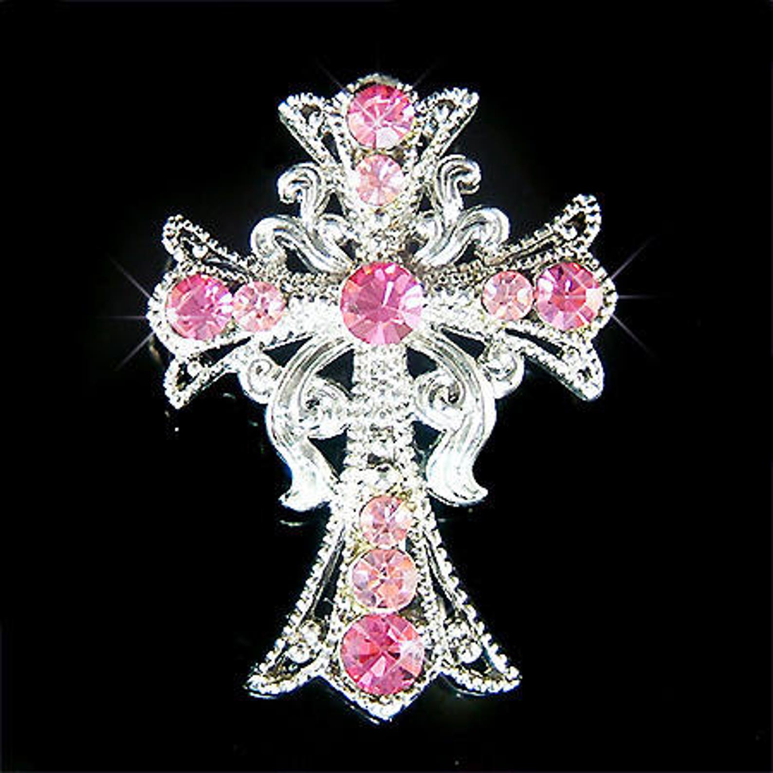 Swarovski Crystal Pink CROSS God Lord Jesus Christ Christening - Etsy