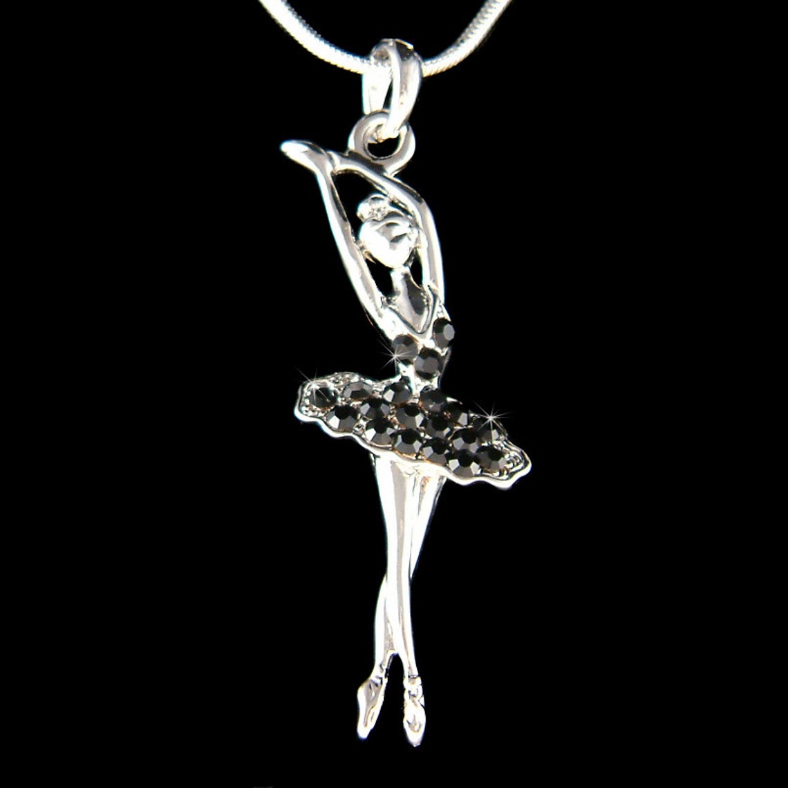 Swarovski Crystal BALLERINA Necklace Ballet Dance Girl Dancer Black ...