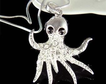 Swarovski Crystal Octopus Necklace Marine Diver Snorkeling Ocean Beach Wedding Sea Jewelry Friends Christmas 50 20th 30th 40th Birthday Gift Etsy
