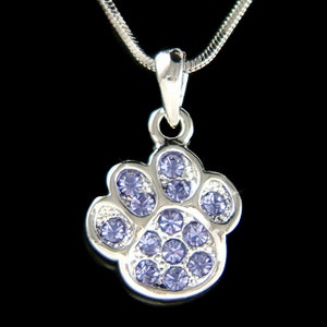 Dainty Swarovski Crystal Dog Pup KITTY CAT Kitten Pawprint Paw Print ...