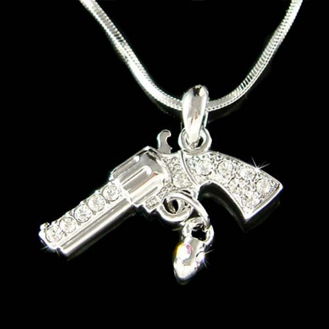 Swarovski Crystal Handgun Pistol Revolver Bullet Necklace Hip Hop ...