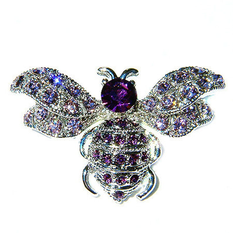 Swarovski Crystal Purple Queen Bumble Bee Honey Insect Bug Pin Etsy