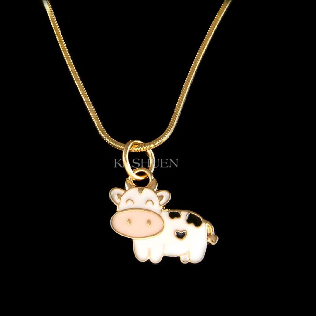 Moo Moo Cow Cattle Zodiac Taurus Animal Pendant Charm Gold Chain ...