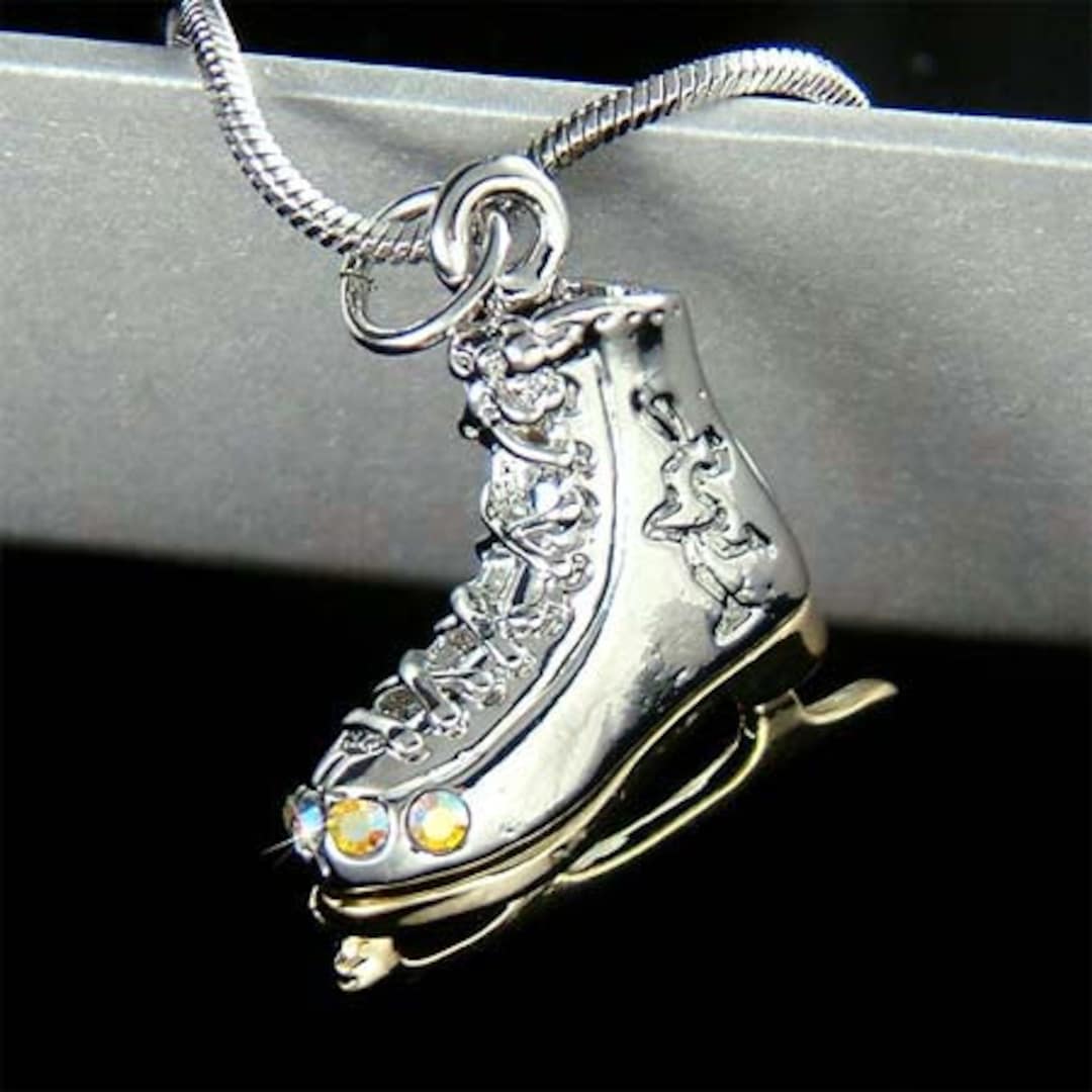 Swarovski Crystal 3D Ice Skate Necklace Figure Skating Shoes Jewelry ...