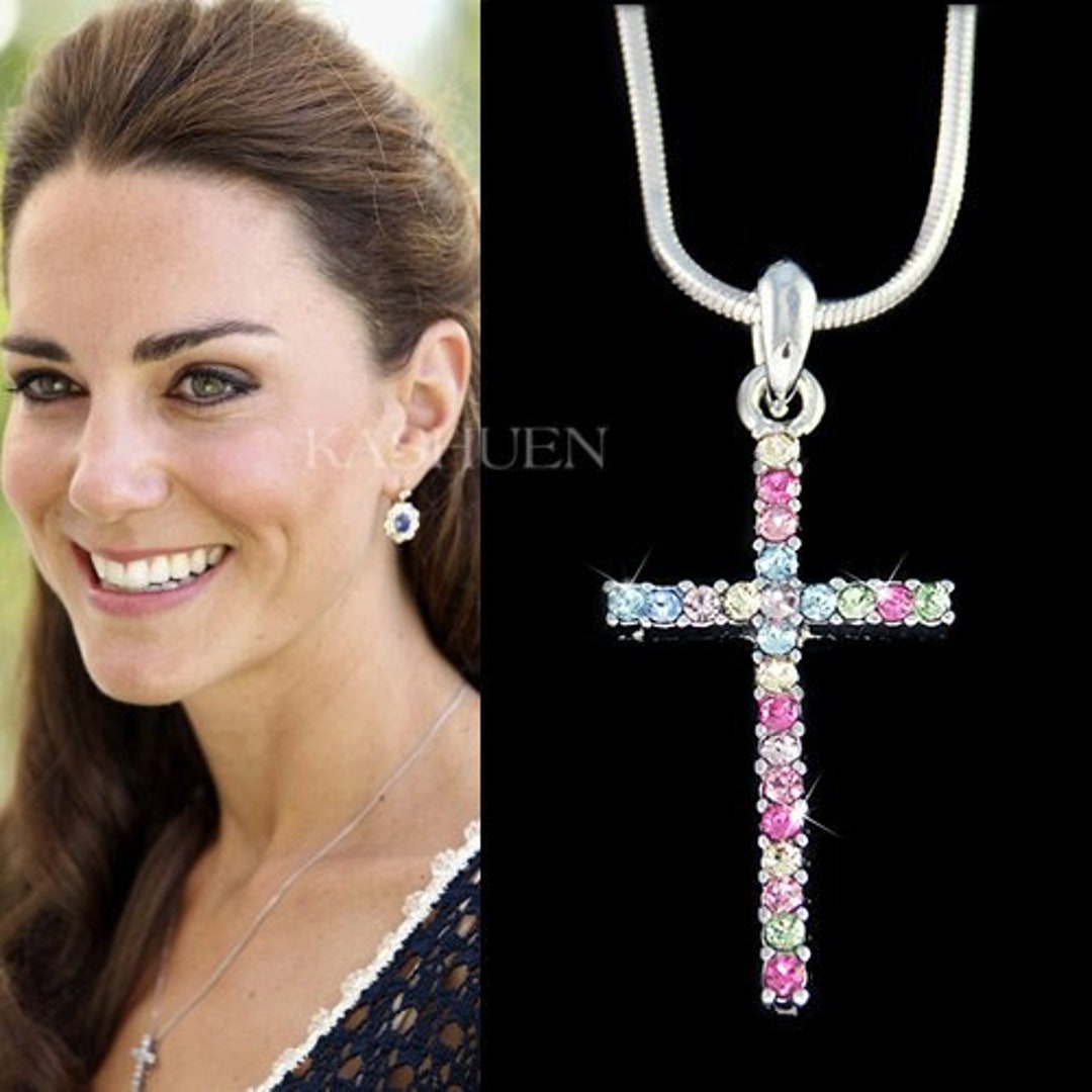 Swarovski Crystal Simple Rainbow Cross Necklace Jesus Christ God Lord ...