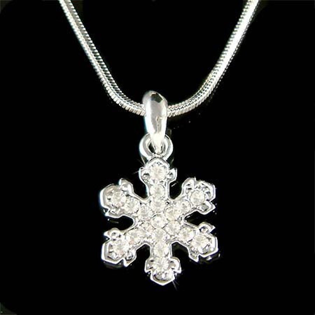 Swarovski Crystal Dainty SNOWFLAKE Necklace Bridal Wedding Xmas Holiday ...