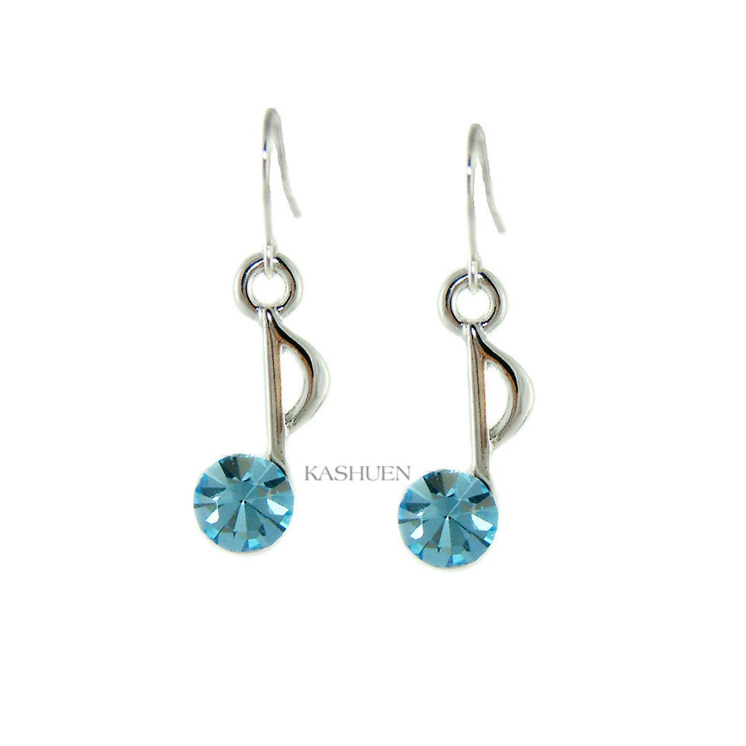 Swarovski Crystal Blue 8th MUSIC NOTE Quaver Love Musical Note Earrings ...