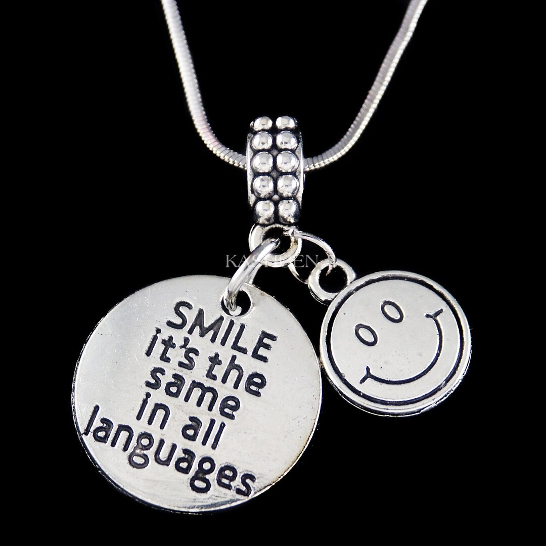 Keep Smiling Emoji Happy Face Personalized Smiley Face Charm - Etsy