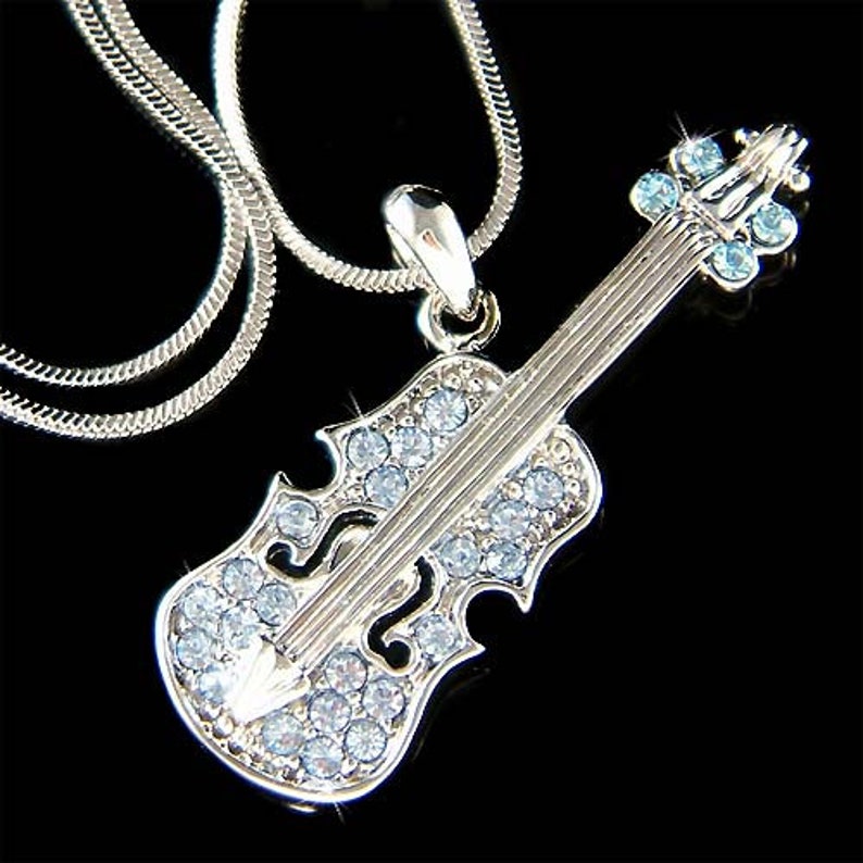 Swarovski Crystal Classy Violin Necklace Viola Cello Fiddle - Etsy