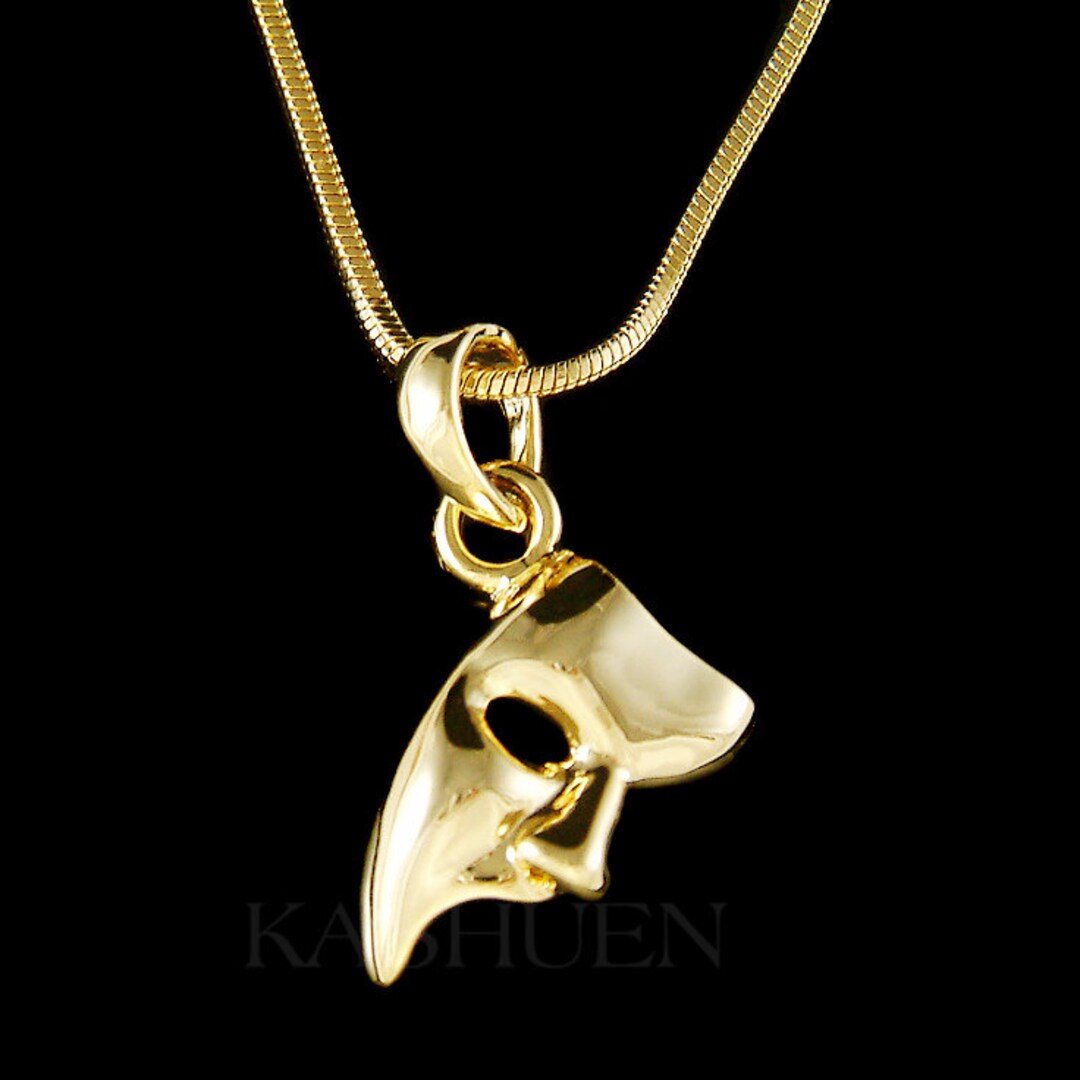Phantom of the Opera Gold Necklace Masquerade Mask Pendant Charm ...