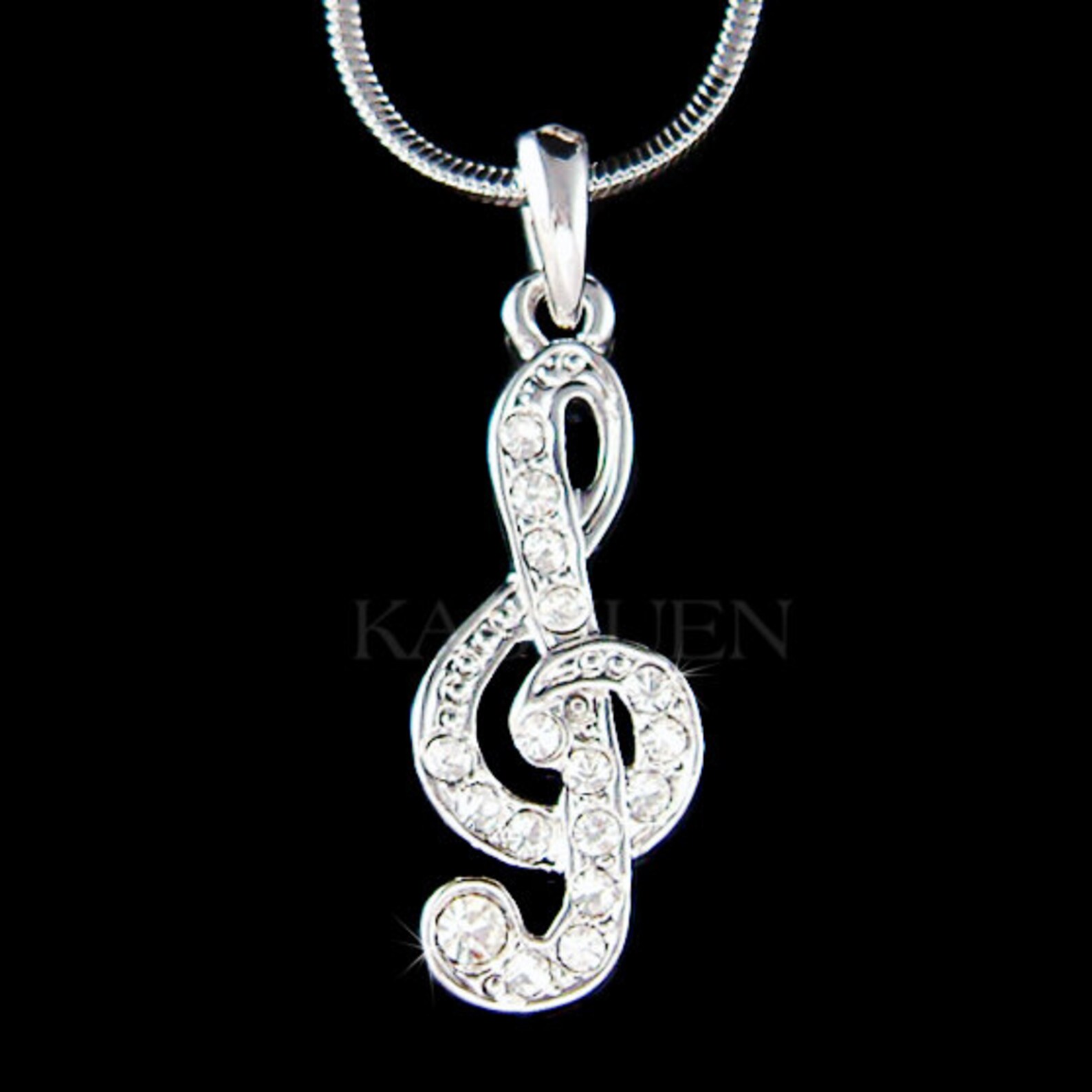 Swarovski Crystal Dainty TREBLE G CLEF Love Music Musical Note Charm ...