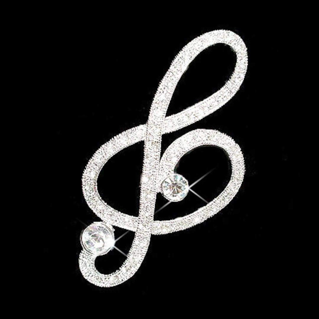 Swarovski Crystal TREBLE G CLEF Love Music Musical Note Pin Brooch ...