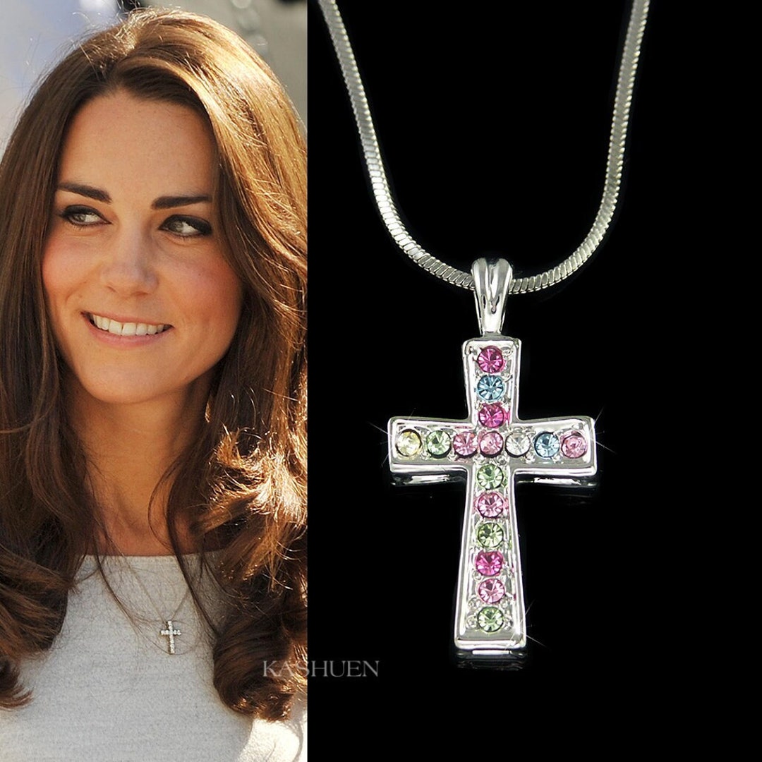 Swarovski Crystal Rainbow CROSS Necklace Faith in God Lord Jesus Christ ...