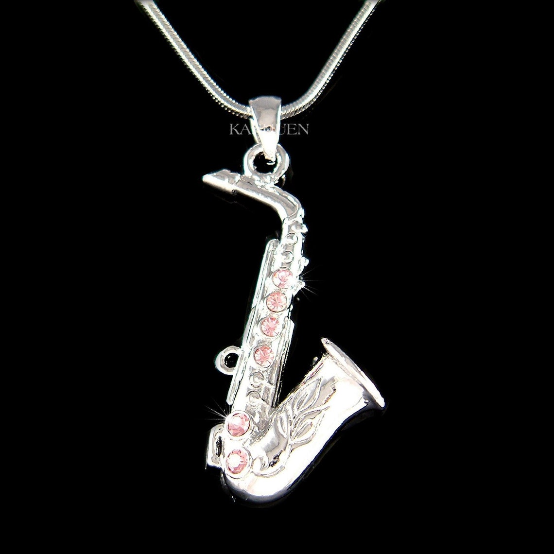 Swarovski Crystal 3D Pink TENOR ALTO Sax Saxophone Music | Etsy