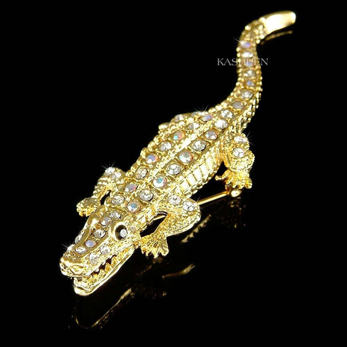 Swarovski Crystal Large Gator Crocodile Brooch Alligator Caiman ...