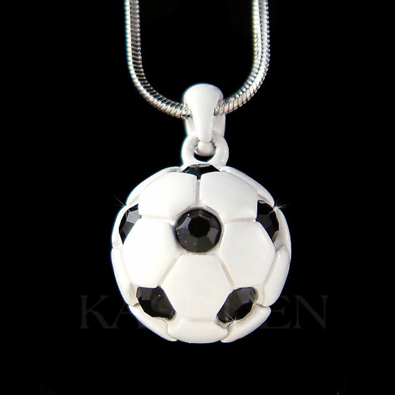 Swarovski Crystal Soccer Ball Necklace, 3D Football Pendant, Sapphire ...