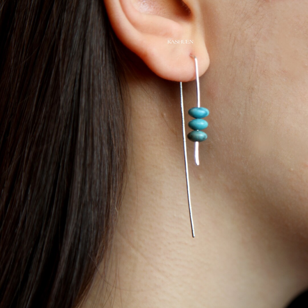 Hand Hammer Turquoise Natural Stone Gemstone Modern Sterling Silver ...