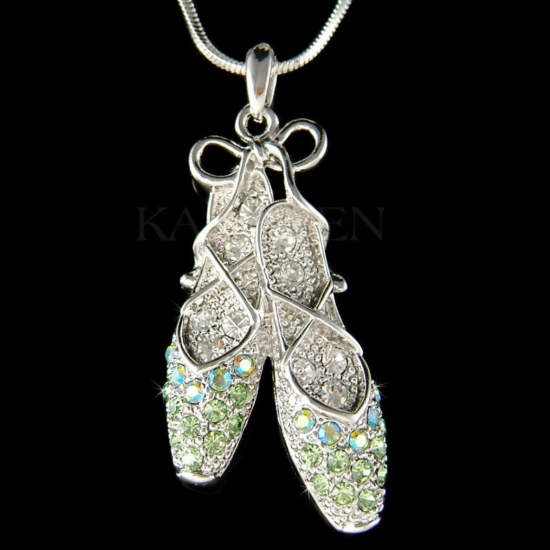 Clear Swarovski Crystal BALLERINA Slippers Ballet Dance Shoes Pendant ...