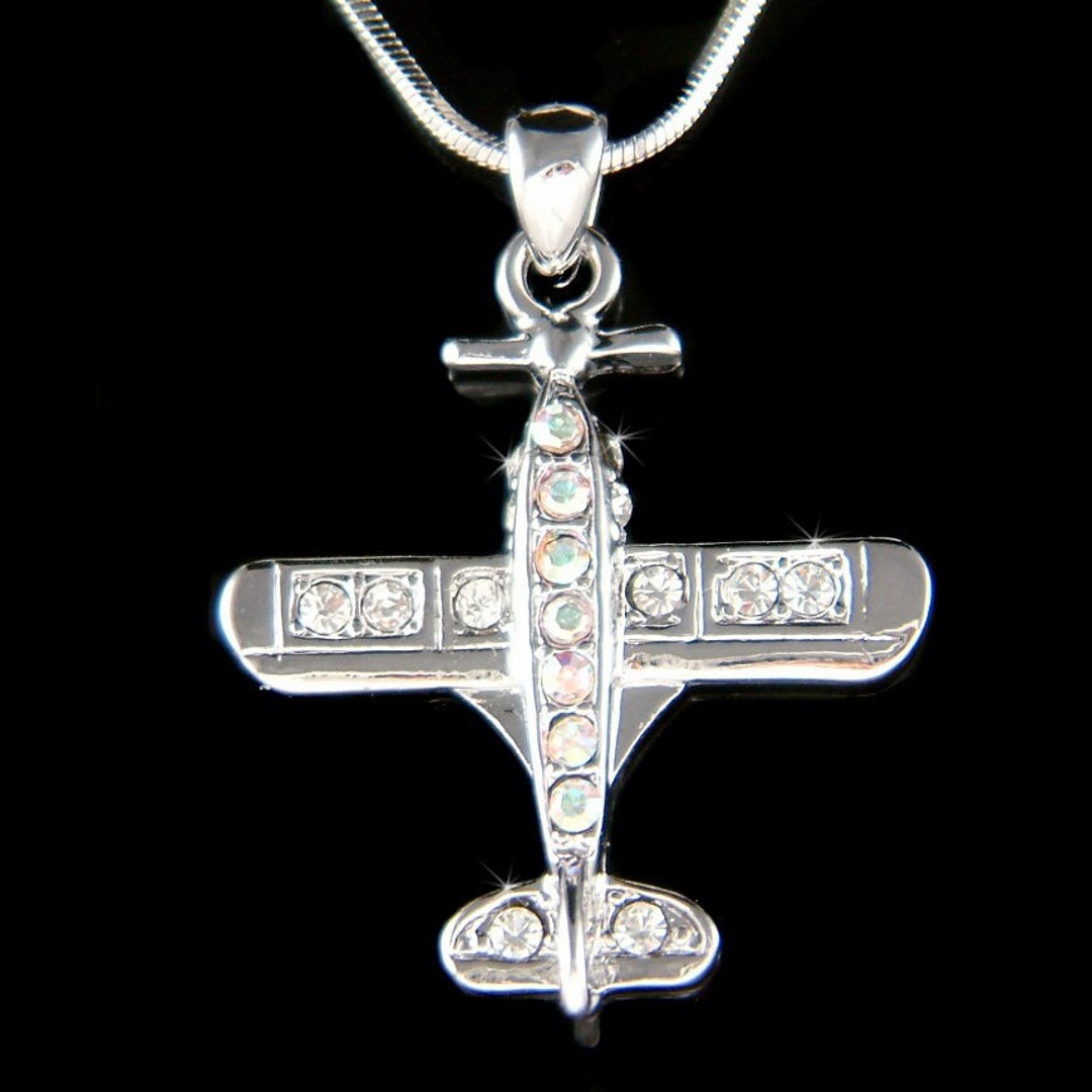 Swarovski Crystal Aviation Pilot Airplane Necklace Plane Jewelry Air ...