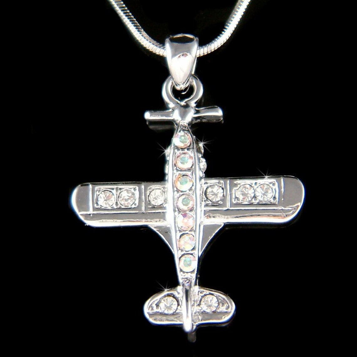 Swarovski Crystal Aviation Pilot Airplane Necklace Plane Jewelry Air ...