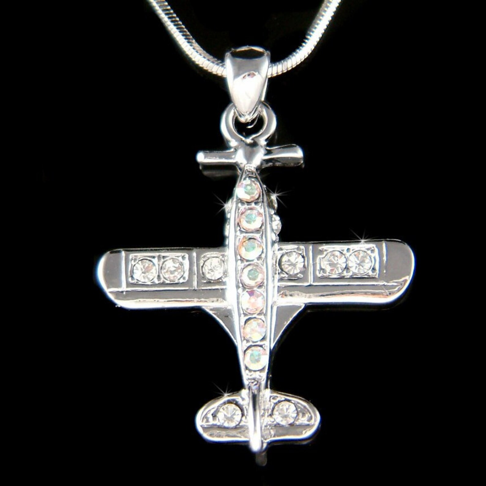Swarovski Crystal Aviation Pilot Airplane Necklace Plane Jewelry Air ...