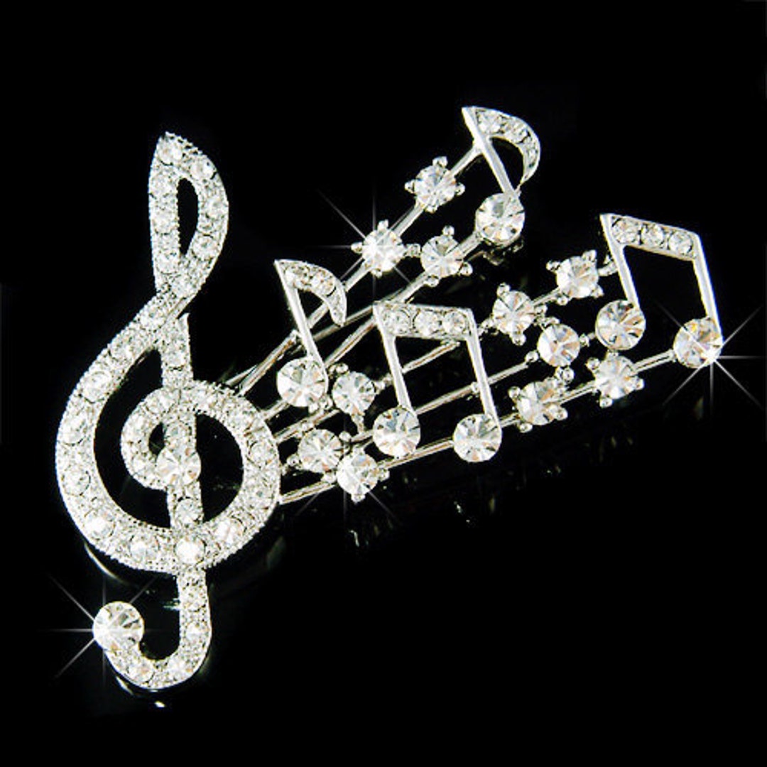 Swarovski Crystal TREBLE G CLEF Love Music Musical Note Pin Brooch ...