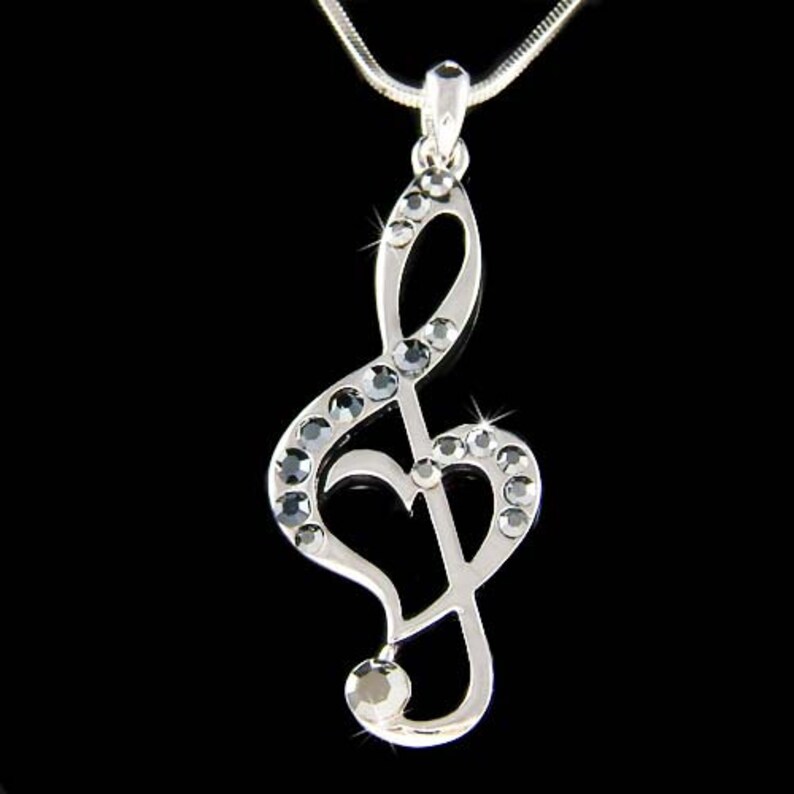 Swarovski Crystal Purple TREBLE G CLEF Necklace Love Music | Etsy