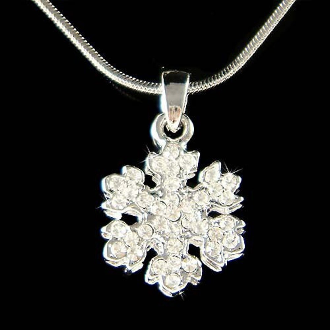 Swarovski Crystal Dainty SNOWFLAKE Necklace Bridal Wedding Holiday Xmas ...