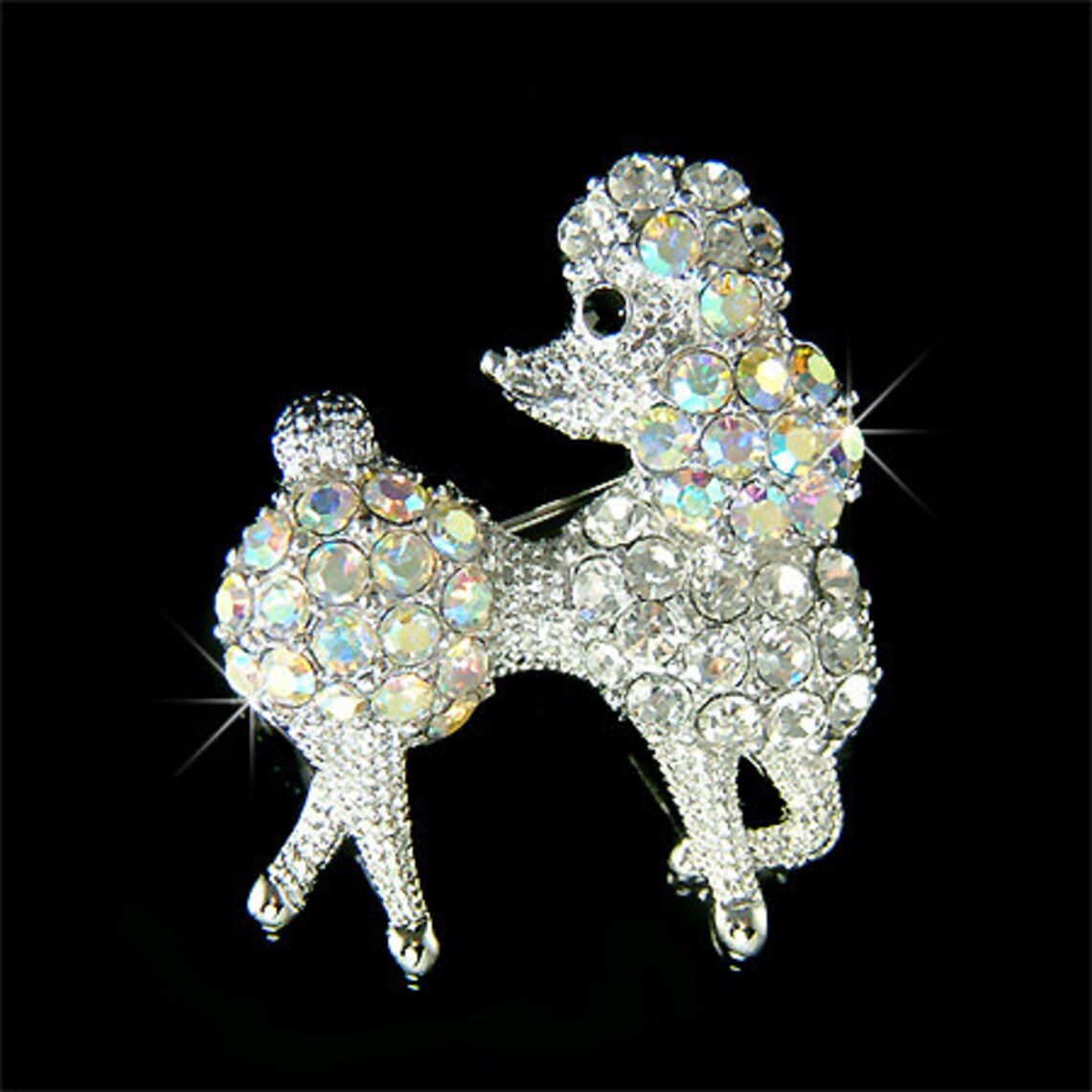 Swarovski Crystal AB French White POODLE DOG Puppy Pet Lover | Etsy