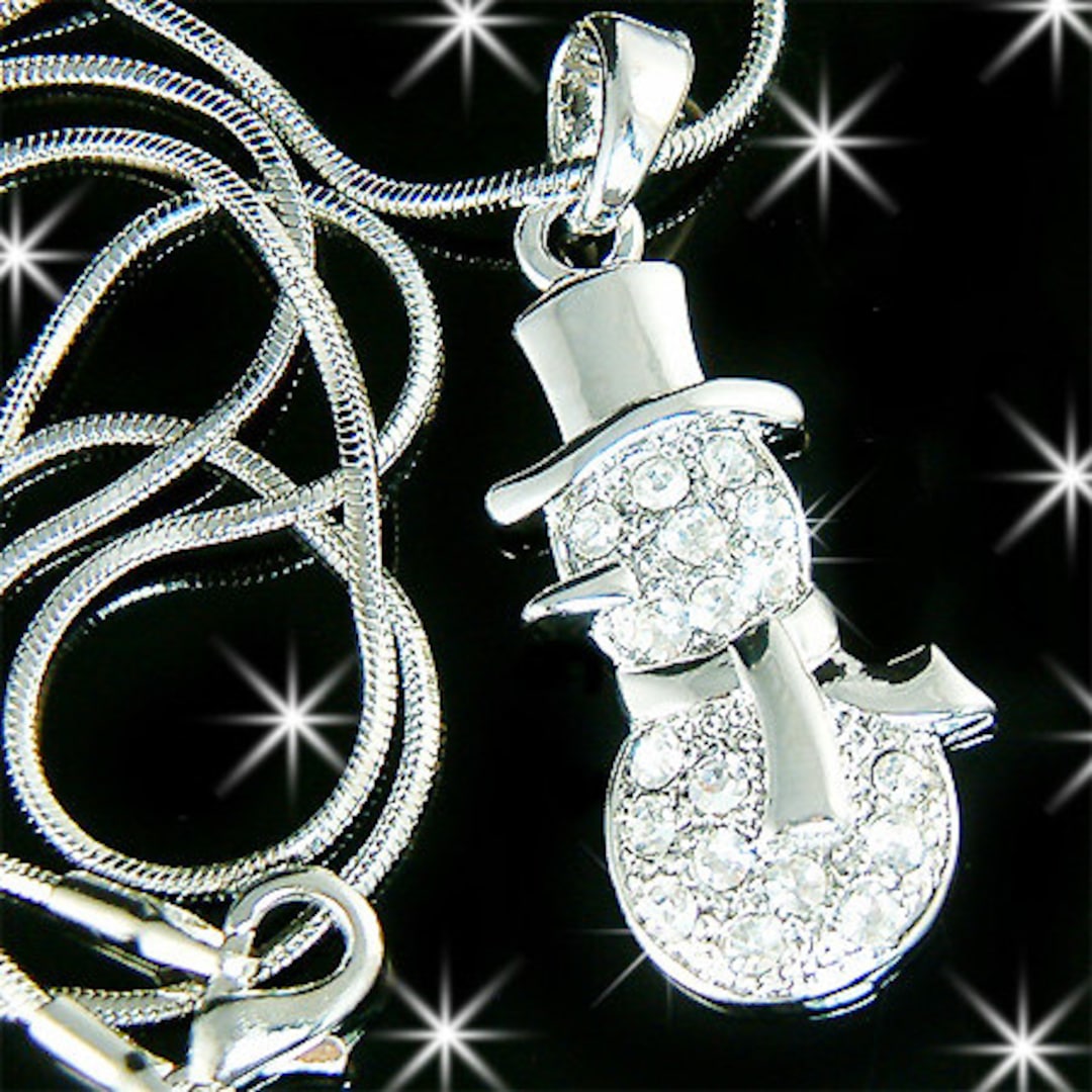 Swarovski Crystal SNOWMAN Snow Holiday Charm Pendant Necklace Christmas ...
