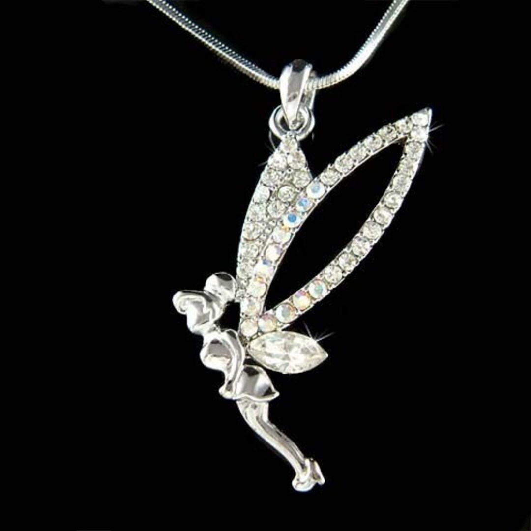 AB Swarovski Crystal Tinkerbell Necklace, Fairy Angel Wings Pendant ...