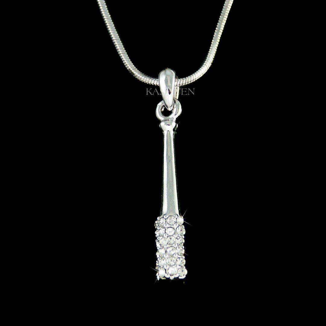 Swarovski Crystal 3D Baseball Bat Necklace, Team Sports Softball ...