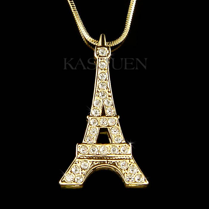Swarovski Crystal Eiffel Tower Paris France Honeymoon Necklace Jewelry Wife Holiday Vacation souvenir Christmas Best Friend Birthday Gifts