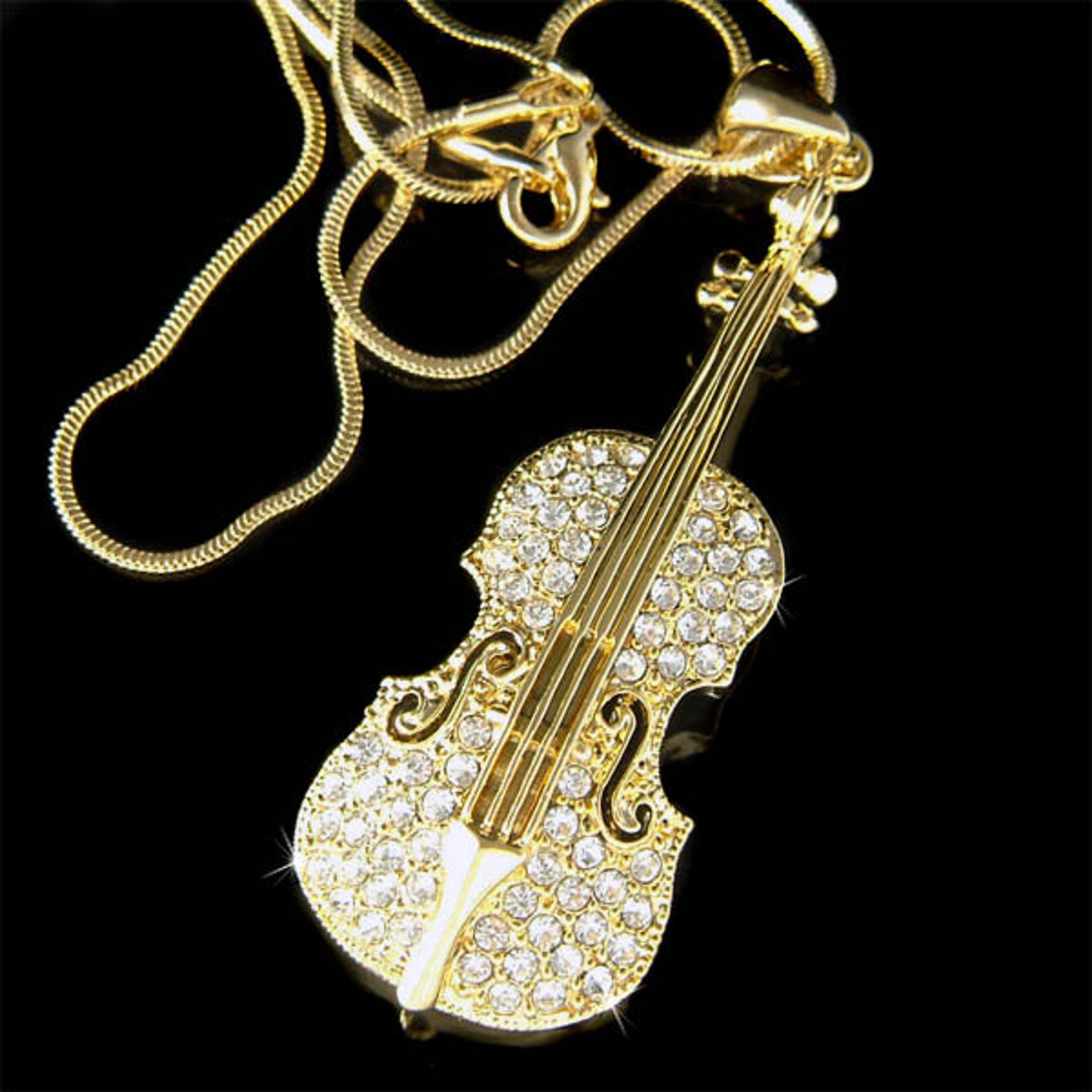 Big Swarovski Crystal MUSIC Gold Plated Violin Viola Cello - Etsy