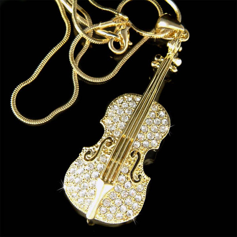 Big Swarovski Crystal MUSIC Gold Plated Violin Viola Cello - Etsy